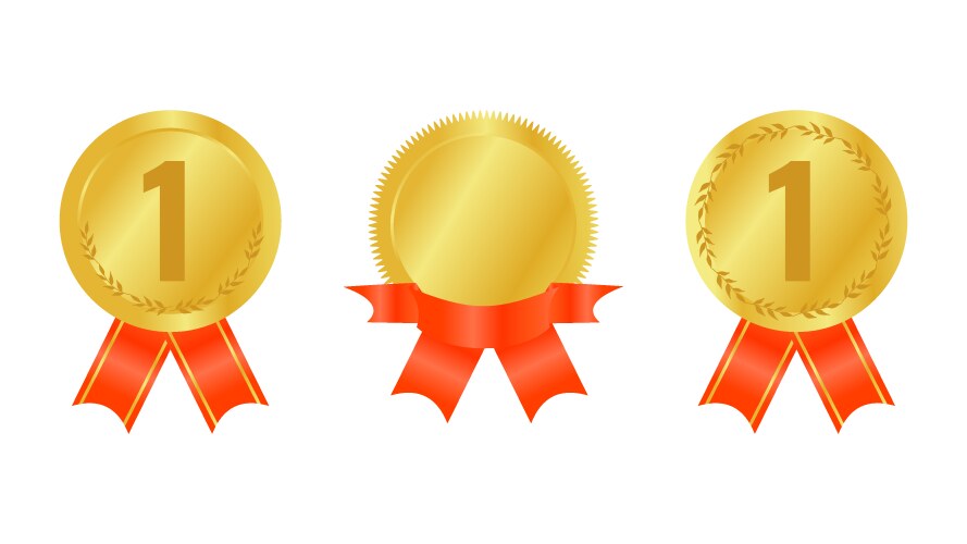 Award medal ribbon crown rank design elements Vector Image