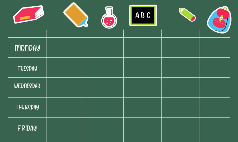 School timetable poster template Royalty Free Vector Image