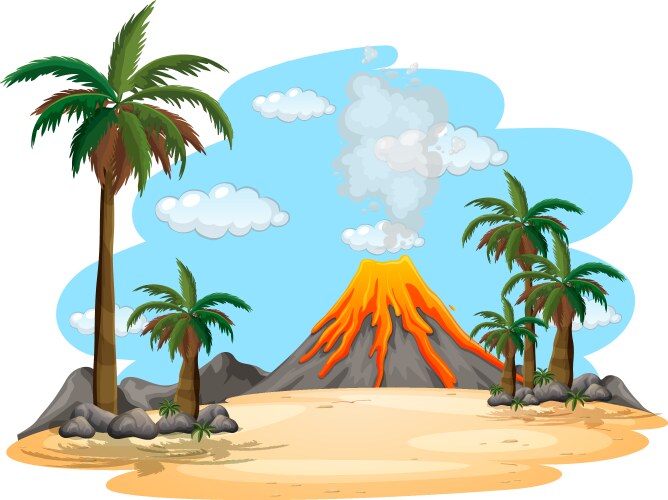 Volcanic eruption outdoor scene background Vector Image