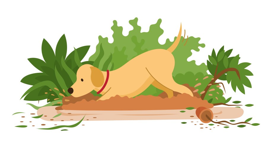 Dog digging a hole Royalty Free Vector Image - VectorStock