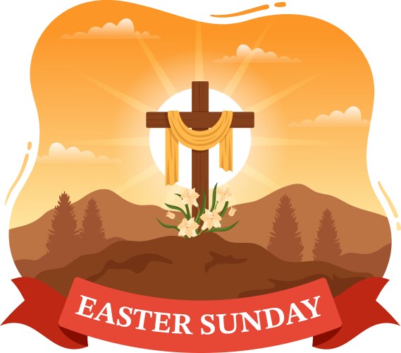 Happy easter sunday day with jesus he is risen Vector Image