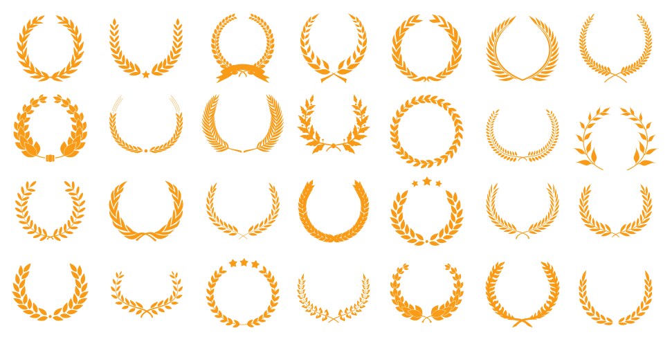 Laurel leaf golden frames isolated wreath Vector Image