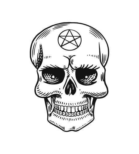 Evil human skull mystic alchemy spirituality Vector Image