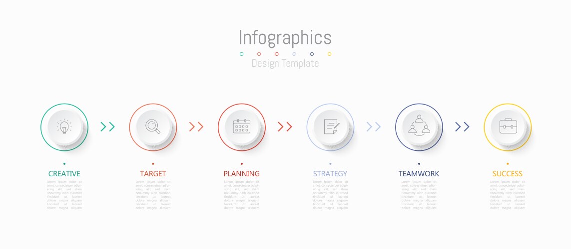 Infographic 6 options design elements Royalty Free Vector