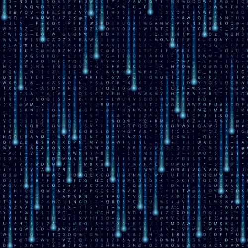 Falling random numbers blue matrix background Vector Image