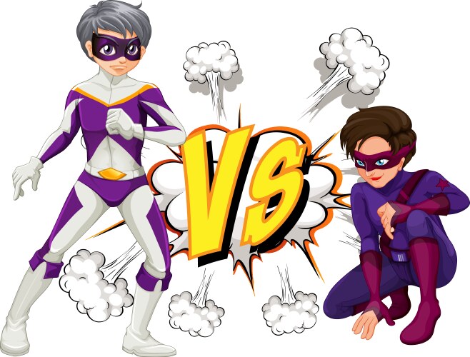Two superheroes fighting each other Royalty Free Vector