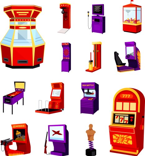Colored of games machines Royalty Free Vector Image