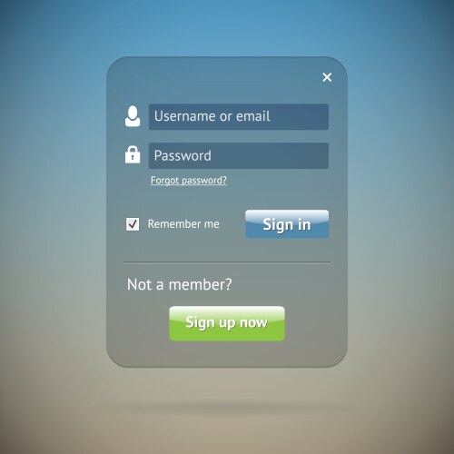 Login form page Royalty Free Vector Image - VectorStock