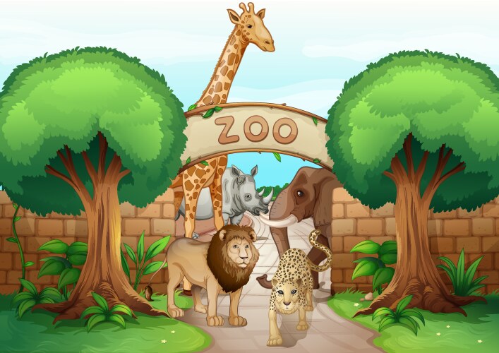 Zoo scene Royalty Free Vector Image - VectorStock