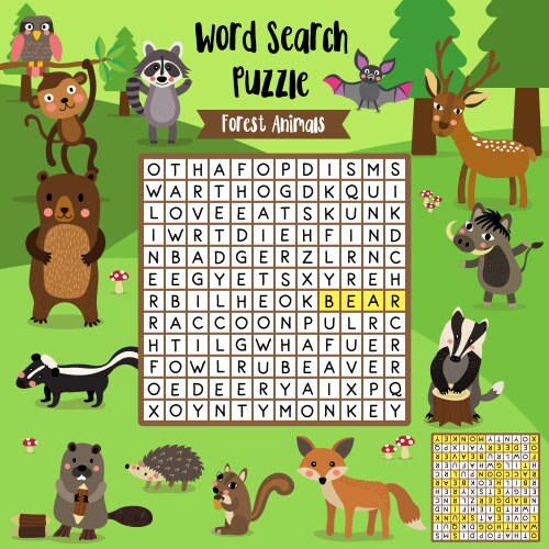 Farm Animals Word Search Puzzle Royalty Free Vector Image