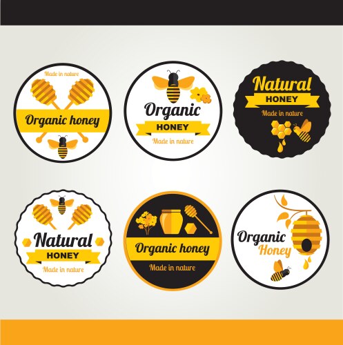 Honey & Bee Label Set Royalty Free Vector Image