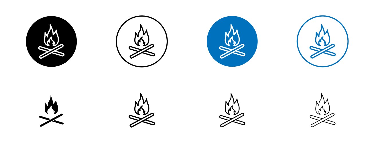 Bonfire icon set campfire symbol travel camp fire Vector Image