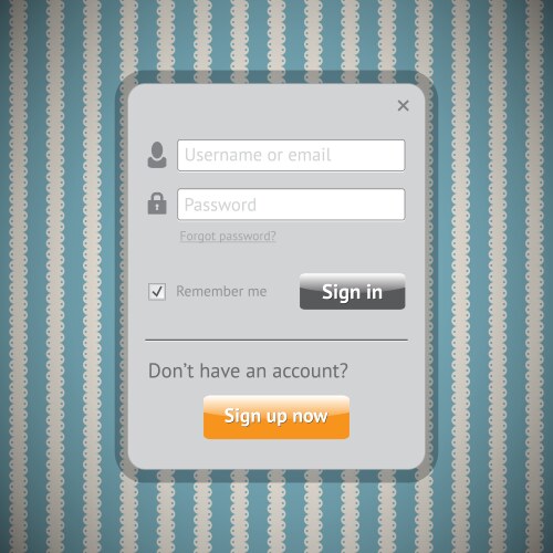 Login form page with blurred background web site Vector Image
