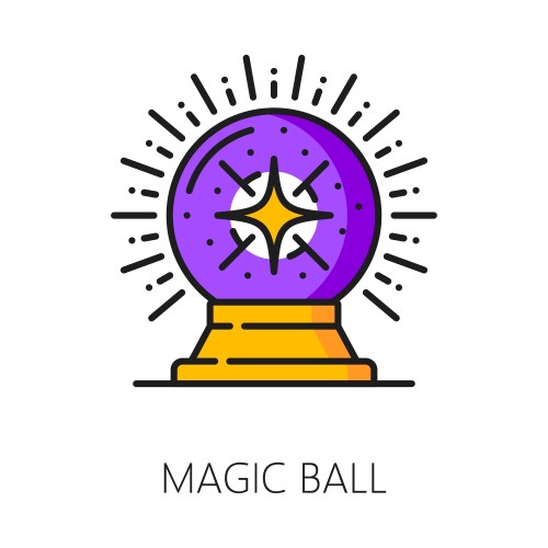 Hand drawn magic crystal ball with crescent moon Vector Image