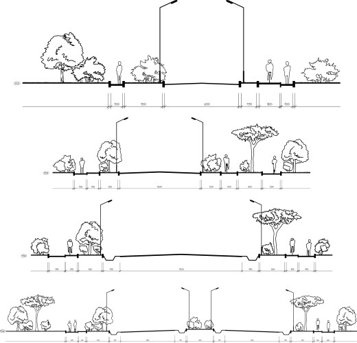 Set of road cross-sections Royalty Free Vector Image