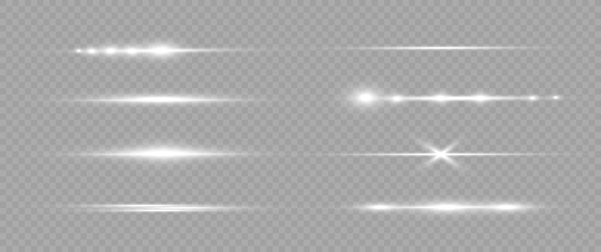 Horizontal light rays glow white line beams Vector Image