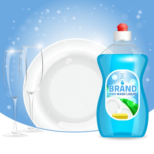 Dishwashing liquid advertising poster Royalty Free Vector
