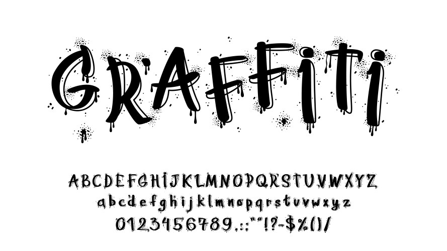 Sprayed aggression font graffiti with overspray Vector Image
