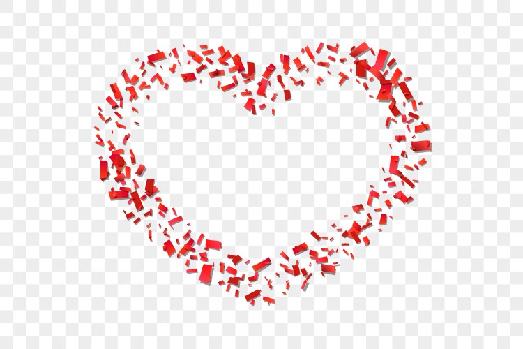 Heart confetti falling on transparent background Vector Image