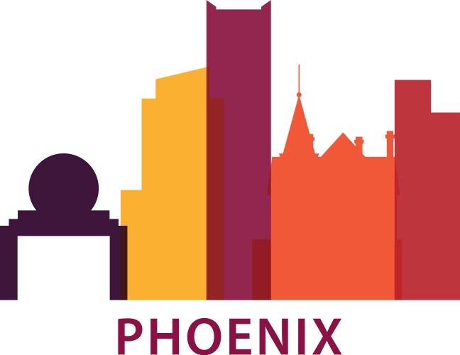 Phoenix city skyline silhouette logo Royalty Free Vector