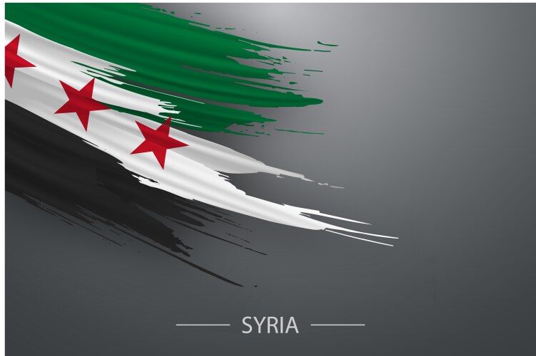 Syria flag ribbon design with text Royalty Free Vector Image