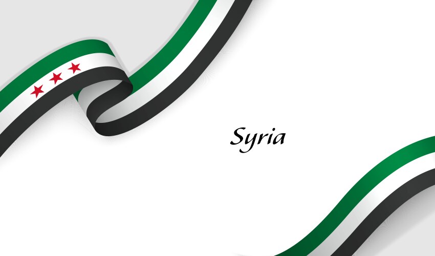 Syria flag ribbon design with text Royalty Free Vector Image