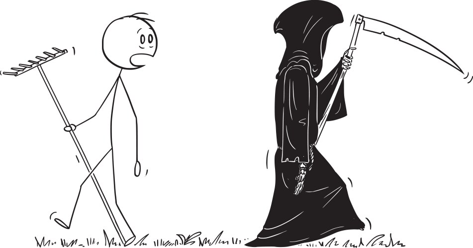 Monochrome Grim Reaper with Scythe Royalty Free Vector Image
