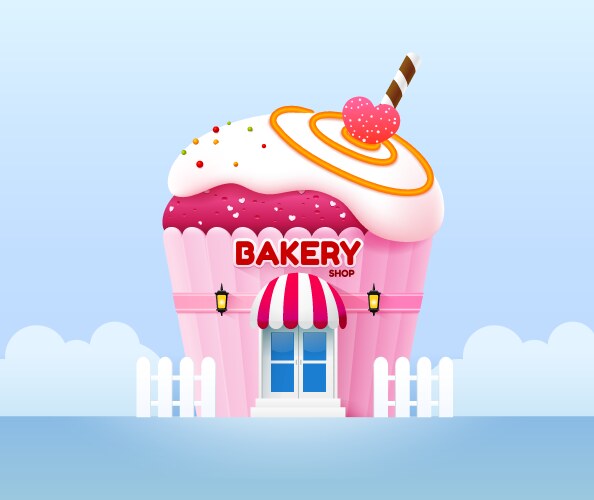 Bakery cake shop store building front Royalty Free Vector
