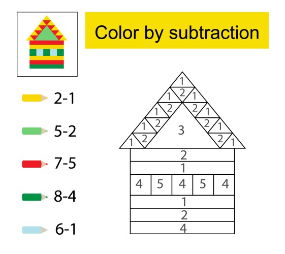 Coloring pages color by subtraction Royalty Free Vector