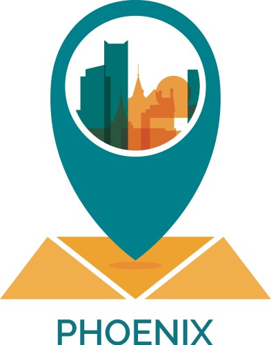 Phoenix city skyline silhouette logo Royalty Free Vector