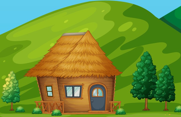 A native house at the hill Royalty Free Vector Image