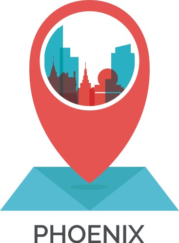 Phoenix city skyline silhouette logo Royalty Free Vector