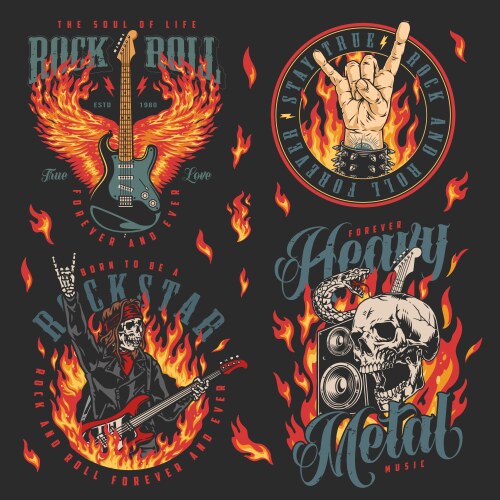 Rock and roll emblems Royalty Free Vector Image