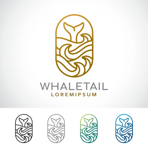 Minimalist whale tale logo designs Royalty Free Vector Image