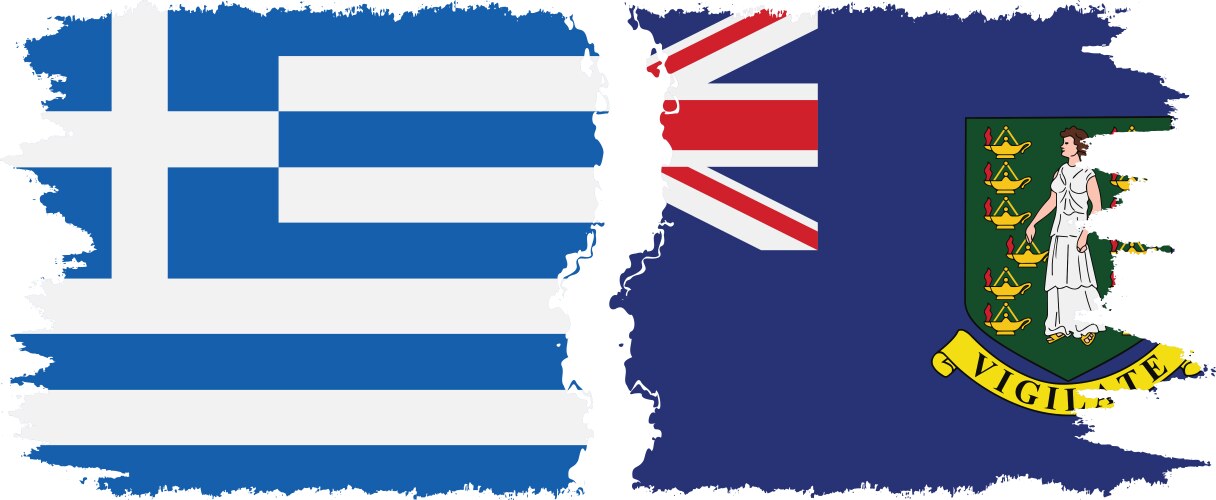 British virgin islands and norwegian grunge flags Vector Image