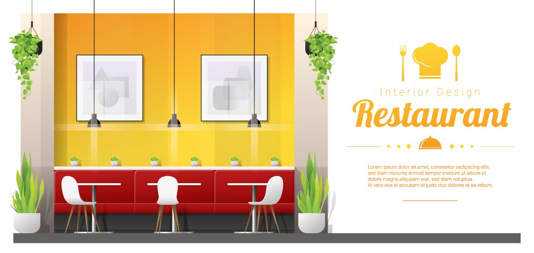 Interior background modern restaurant Royalty Free Vector