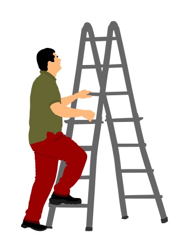 Construction worker with ladders Royalty Free Vector Image