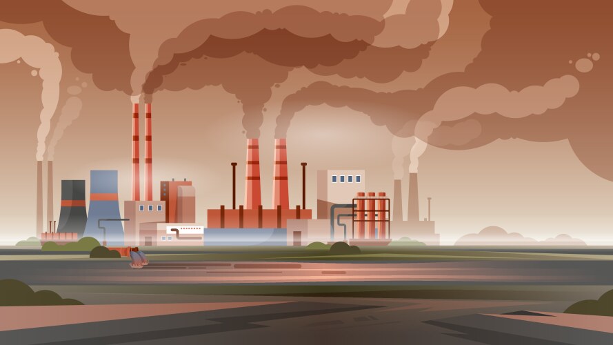 Power plant air pollution or industry factory Vector Image