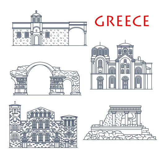 Greece set collection architecture and symbols Vector Image