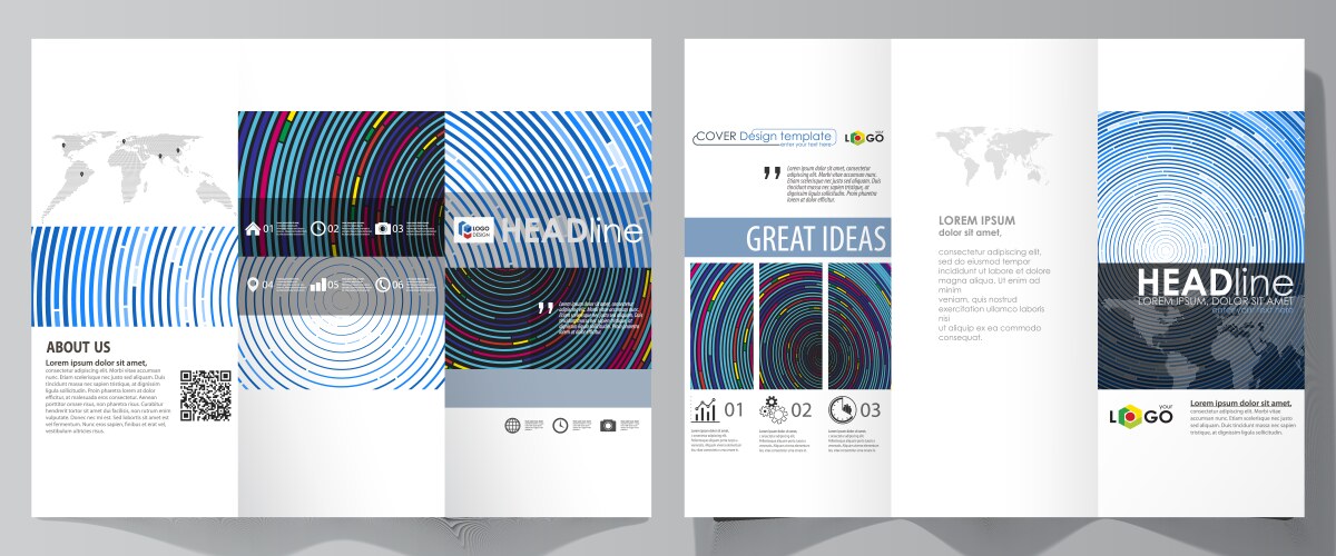 Tri-fold brochure templates on both sides Vector Image