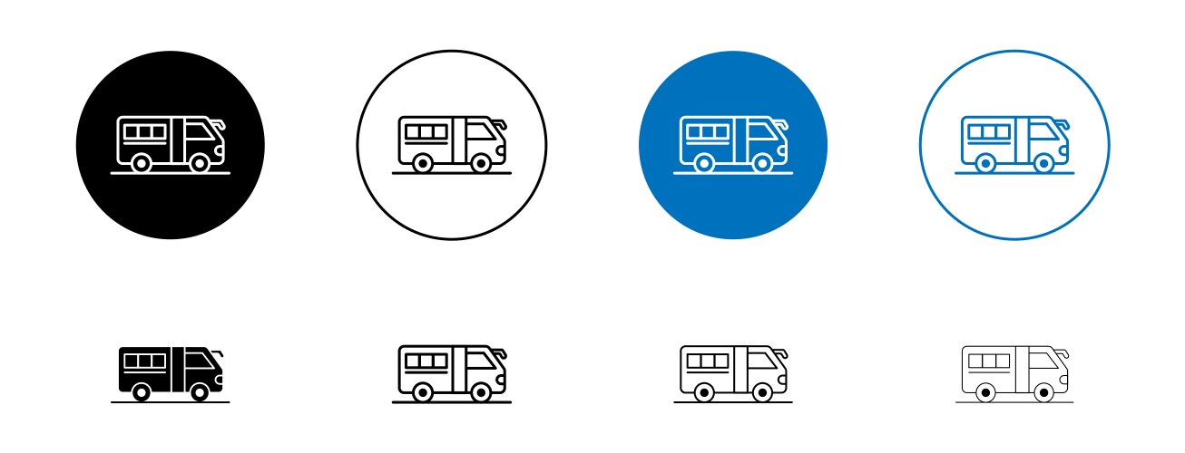 Bus coach icon set shuttle side symbol Royalty Free Vector