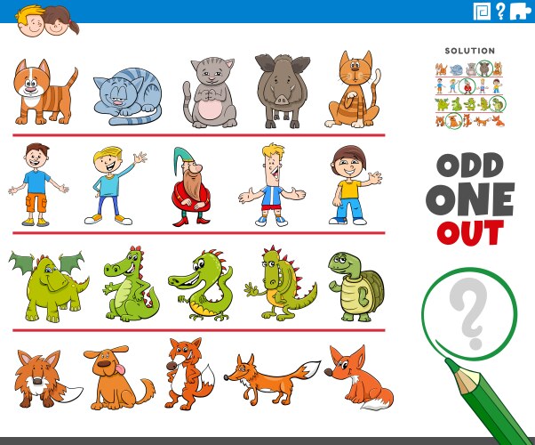 Square shape educational odd one out task for kids