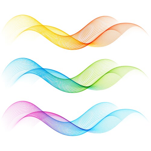 Set of color wave Royalty Free Vector Image - VectorStock