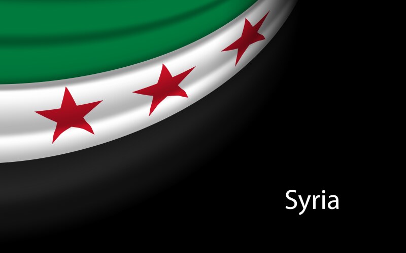 Syria flag ribbon design with text Royalty Free Vector Image