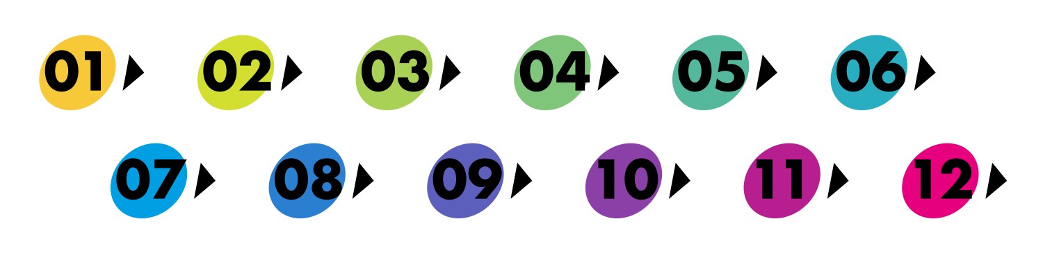 Bullet points numbers from 1 to 12 list markers Vector Image