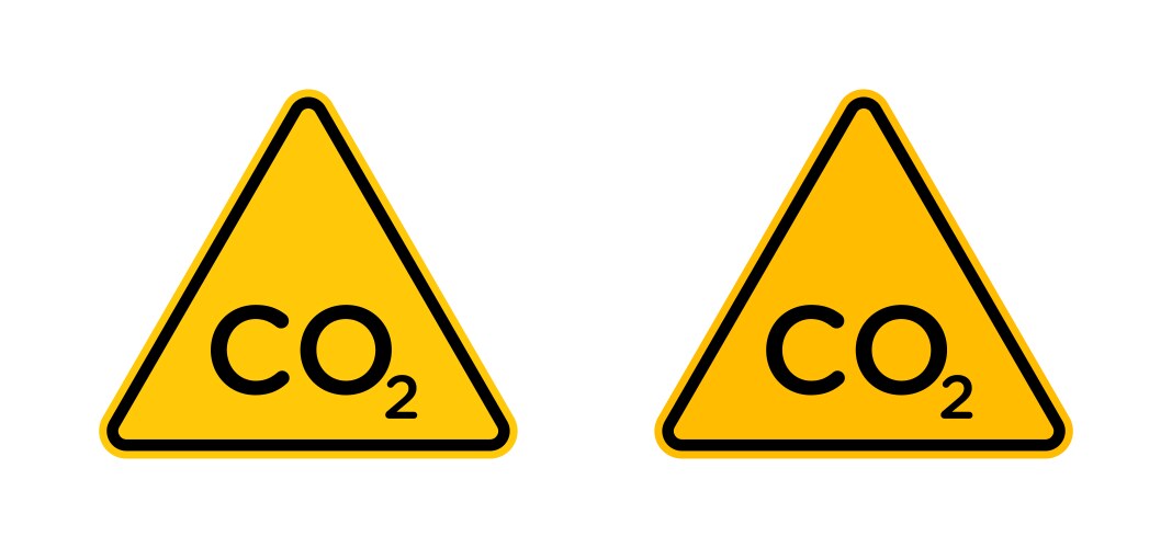 Co2 warning sign icon set alert for carbon Vector Image
