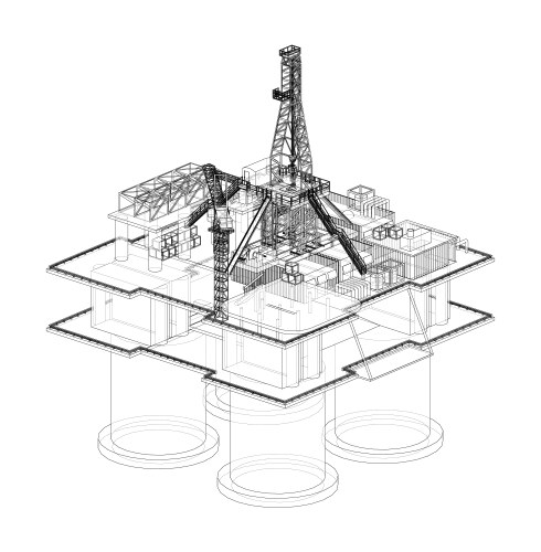 Offshore oil rig rendering of 3d Royalty Free Vector Image
