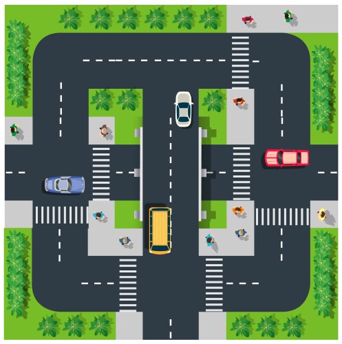 Cars on road Royalty Free Vector Image - VectorStock