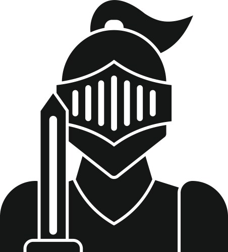 Medieval knight holding sword in full armor flat Vector Image