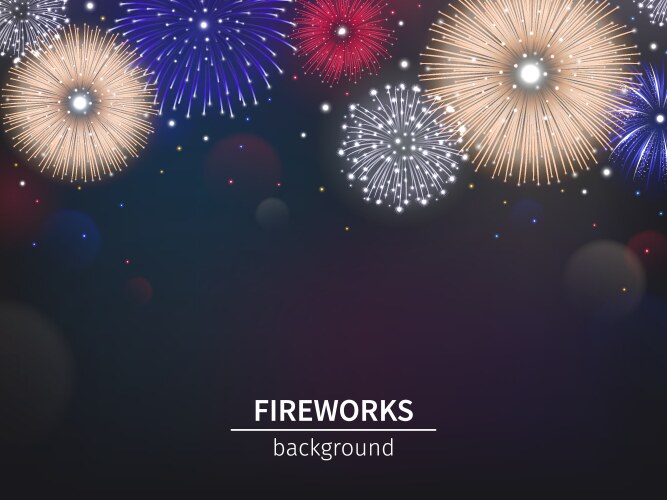 Fireworks walk realistic composition Royalty Free Vector